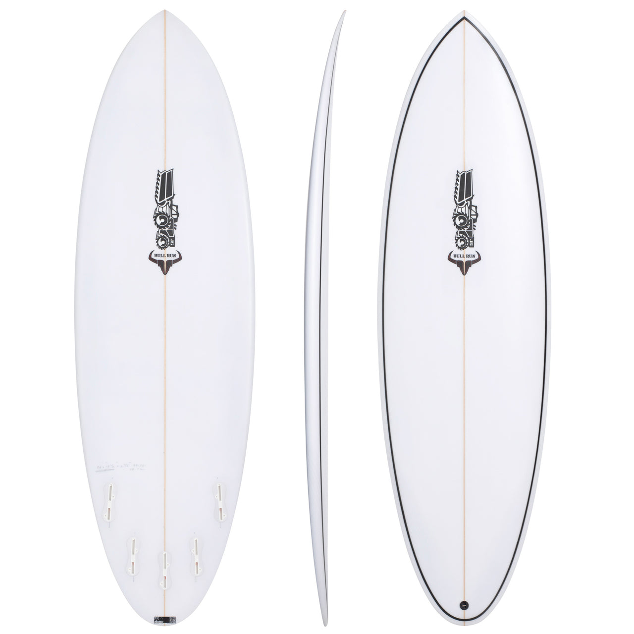 Bull Run 5'10" x 19 3/4" X 2 9/16" - 32.00L, Round, 5x FCS 2 Fin Boxes ...